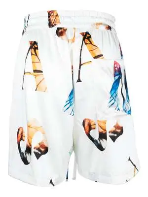 NAHMIAS Graphic-print Silk Shorts - White
