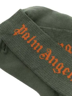 Palm Angels Logo-intarsia Socks - Green