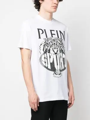PLEIN SPORT Tiger Round Neck T-shirt - White