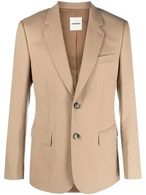 Sandro Wool Suit Jacket - Neutrals