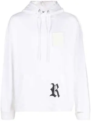 Raf Simons Logo Patch Ripped Hoodie - White