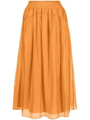 Vince Smocked-waist High-waisted Skirt - Orange