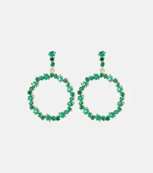SUZANNE KALAN 18kt Yellow Drop Earrings With Emeralds - Gold