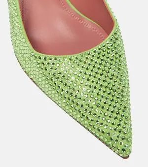 Amina Muaddi Ami Embellished Leather Pumps - Green