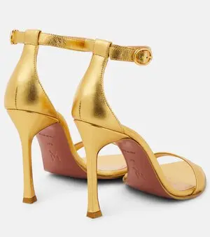 Amina Muaddi Kim Metallic Leather Sandals - Gold