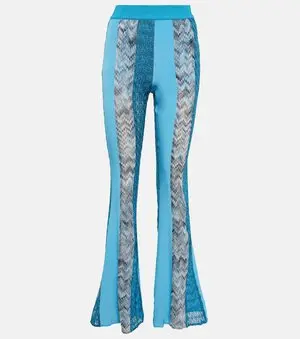 Missoni Zig-zag Knit Patchwork Pants - Blue