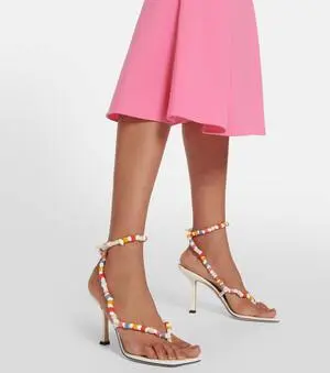 JIMMY CHOO Amiral 90 Embellished Leather Sandals