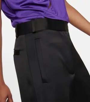 Versace High-rise Wide-leg Satin Cargo Pants - Black