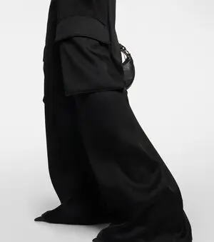 Versace High-rise Wide-leg Satin Cargo Pants - Black