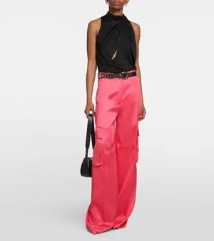 Versace Cutout Turtleneck Top - Black