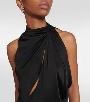 Versace Cutout Turtleneck Top - Black