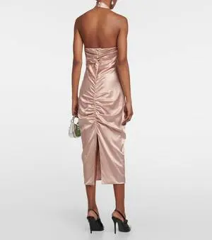 Alessandra Rich Ruched Cutout Midi Dress