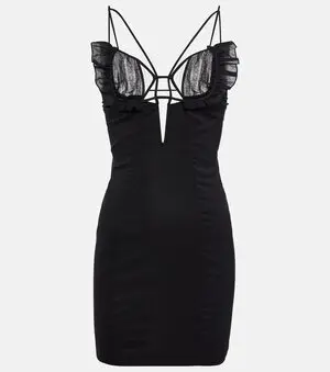 NENSI DOJAKA Frill-trimmed Minidress - Black