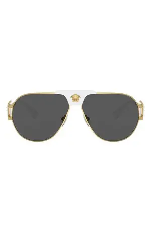 Versace Versace 63mm Oversized Aviator Sunglasses Dark Grey