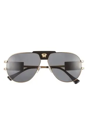 Versace 63mm Oversized Aviator Sunglasses