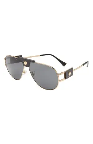 Versace 63mm Oversized Aviator Sunglasses