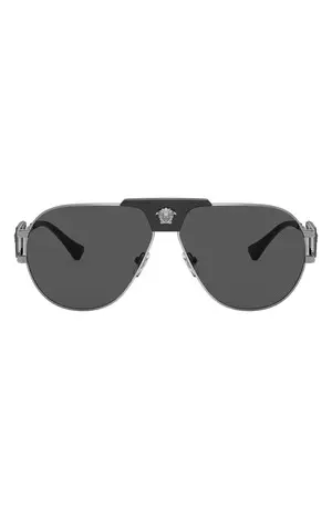 Versace Versace 63mm Oversized Aviator Sunglasses Gunmetal