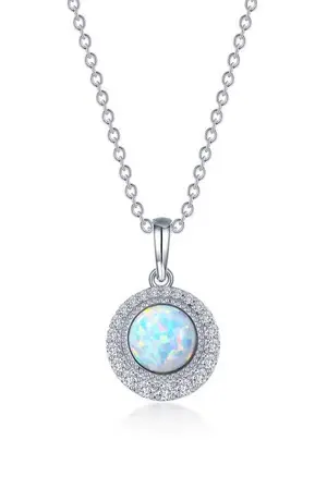 Lafonn Simulated Opal And Simulated Diamond Pendant Necklace - White