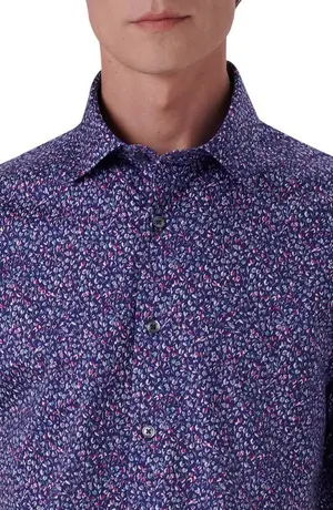 Bugatchi Ooohcotton® Floral Short Sleeve Button-up Shirt