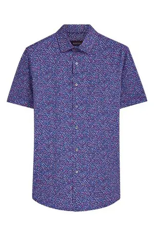 Bugatchi Ooohcotton® Floral Short Sleeve Button-up Shirt