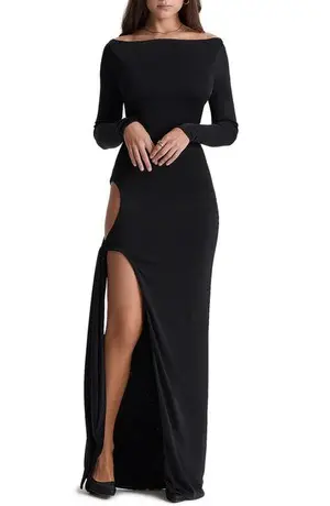 House Of Cb Cutout Long Sleeve Cocktail Dress - Black