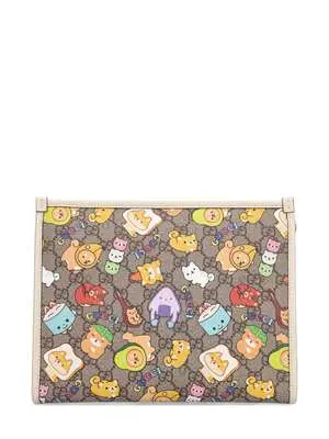Gucci Kawaii Gg Supreme Canvas Toiletry Bag - Ebony,multi