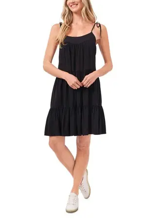 CECE DUPRAZ Tiered Ruffle Minidress - Rich Black