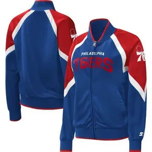 STARTER Philadelphia 76ers Slam Dunk Raglan Full-zip Track Jacket - Royal
