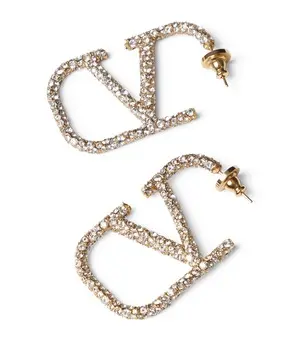 Valentino Garavani Crystal Vlogo Earrings - Gold