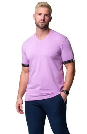MACEOO Vivaldi Solid Peace V-neck T-shirt - Purple