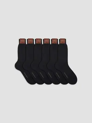 Stefano Ricci 6-pack Solid Cotton Socks - Black