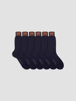 Stefano Ricci 6-pack Solid Cotton Socks Dark Blue