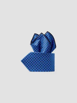 Stefano Ricci Luxury Printed Silk Tie Set - Blue Black