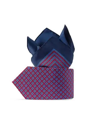 Stefano Ricci Luxury Printed Silk Tie Set Burgundy