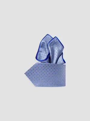 Stefano Ricci Luxury Printed Silk Tie Set Light Blue