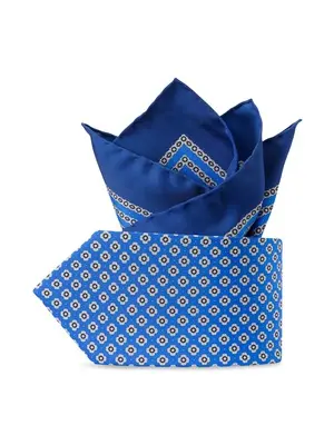 Stefano Ricci Luxury Printed Silk Tie Set Medium Blue