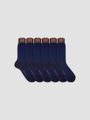 Stefano Ricci 6-pack Cotton Socks - Blue Stripes
