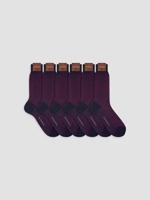 Stefano Ricci 6-pack Cotton Socks - Red Stripes