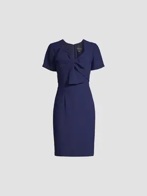Shani Twisted Bow Crepe Cocktail Dress - Blue