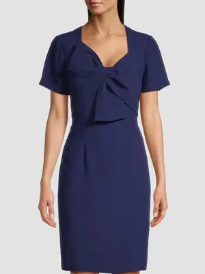 Shani Twisted Bow Crepe Cocktail Dress - Blue
