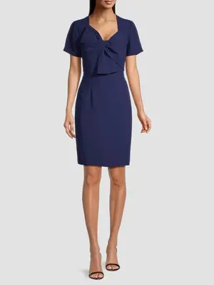 Shani Twisted Bow Crepe Cocktail Dress - Blue