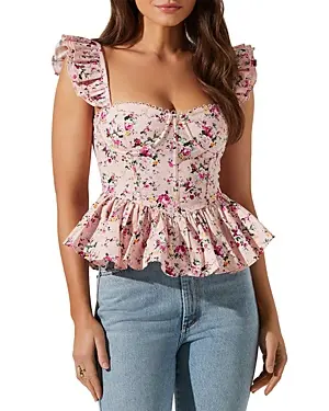 Astr The Label Astr The Label Baylin Flutter Sleeve Top Pink Floral