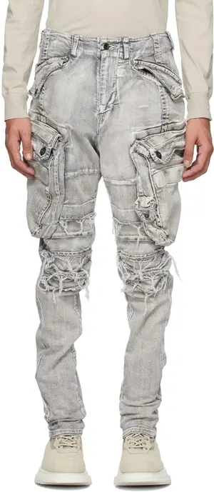 JULIUS Julius Gray Gas Mask Cargo Pants - Plaster