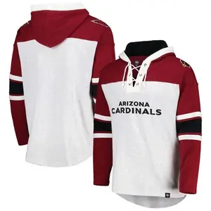 '47 Arizona Cardinals Heather Gridiron Lace-up Pullover Hoodie - Gray