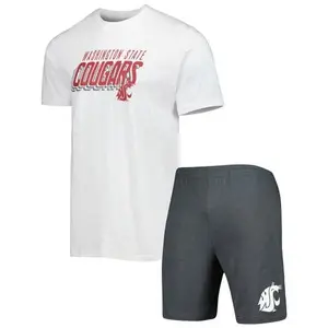 CONCEPTS SPORT White Washington State Cougars Downfield T-shirt & Shorts Set - Charcoal