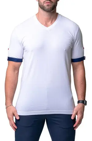 MACEOO Vivaldi Solid Game V-neck T-shirt - White