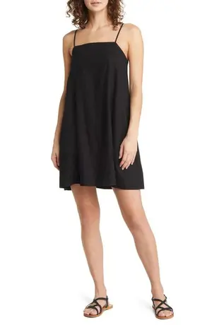Treasure & Bond Treasure & Bond Linen Blend Shift Dress Black