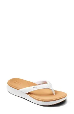 Reef Cushion Cloud Platform Flip Flop - White/tan