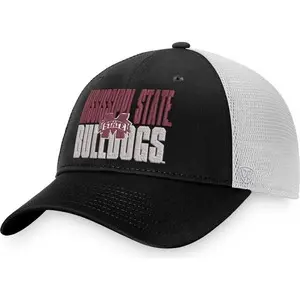 Top Of The World White Mississippi State Bulldogs Stockpile Trucker Snapback Hat - Black