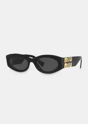 Miu Miu Miu Miu Logo Oval Sunglasses Green